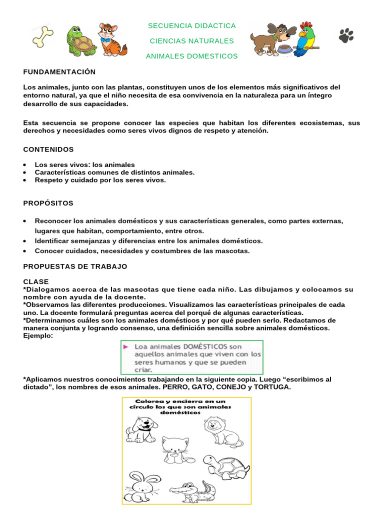 Ciencias Naturales 1° LOS ANIMALES | PDF | Mascota | Domesticación