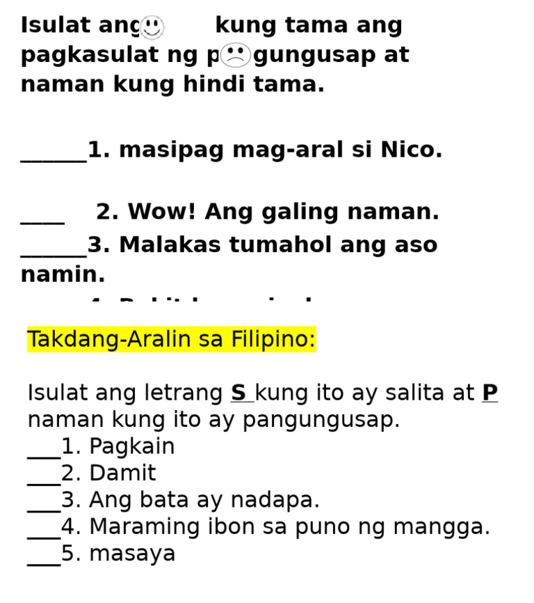 Pangungusap at salita | PDF