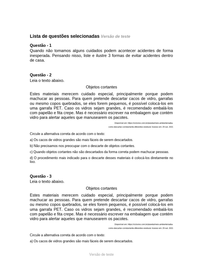 Lista Questoes Selecionadas 12-03-2025 19h47min | PDF