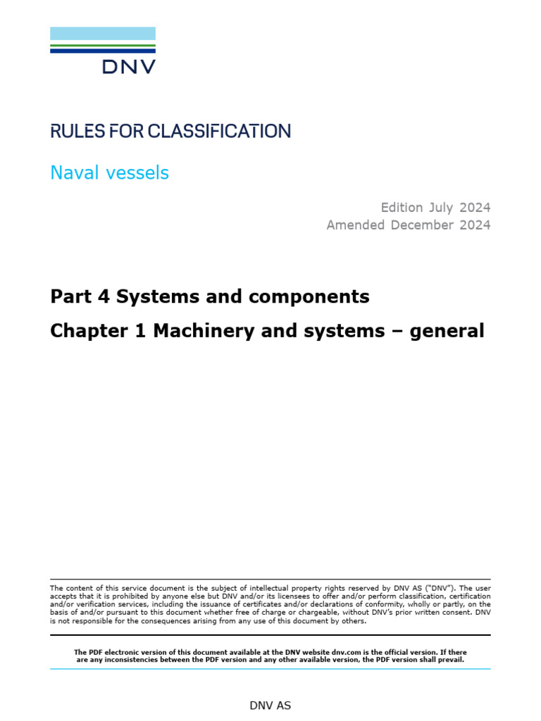 DNV Rules for Naval Vessel Classification | PDF | Navies | Machines
