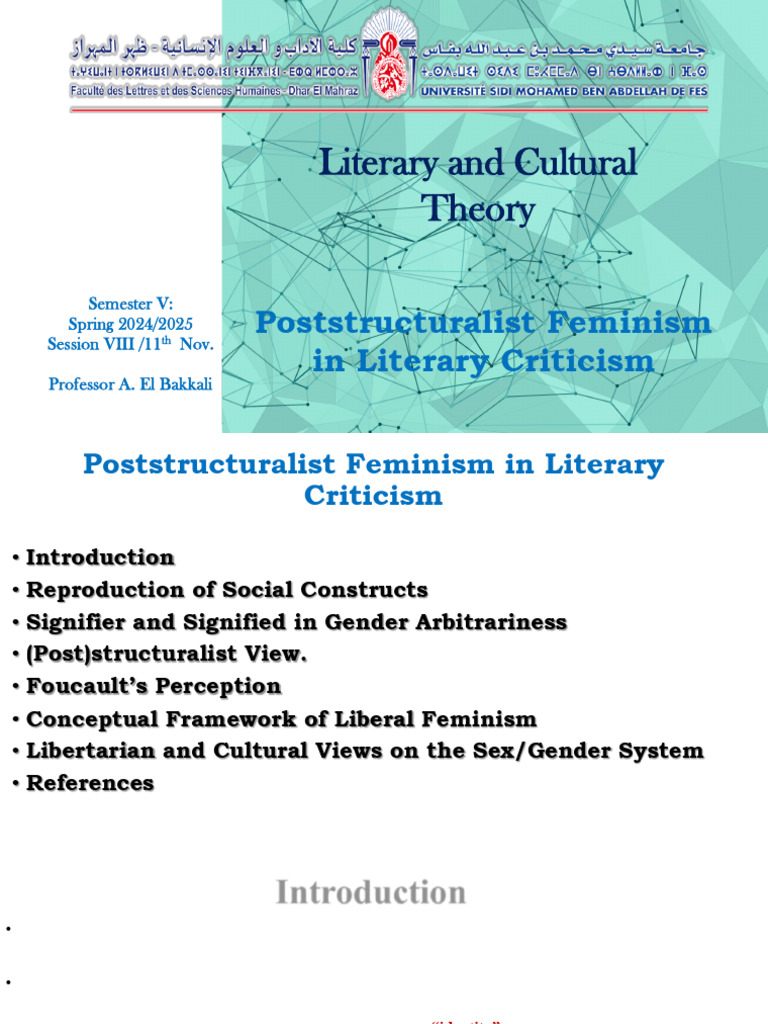VIII-IX Lit & Cult Theory - Poststructuralist Feminism & From Feminist ...