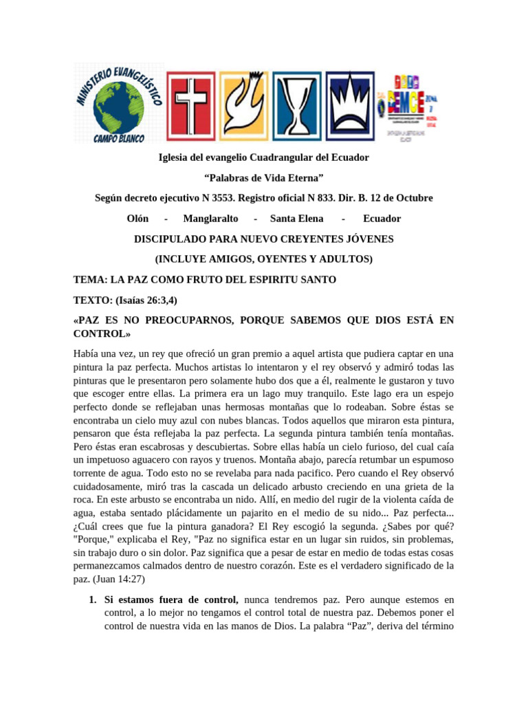 leccion 17 Olón.discipulado | PDF | Paz | Cristo (título)