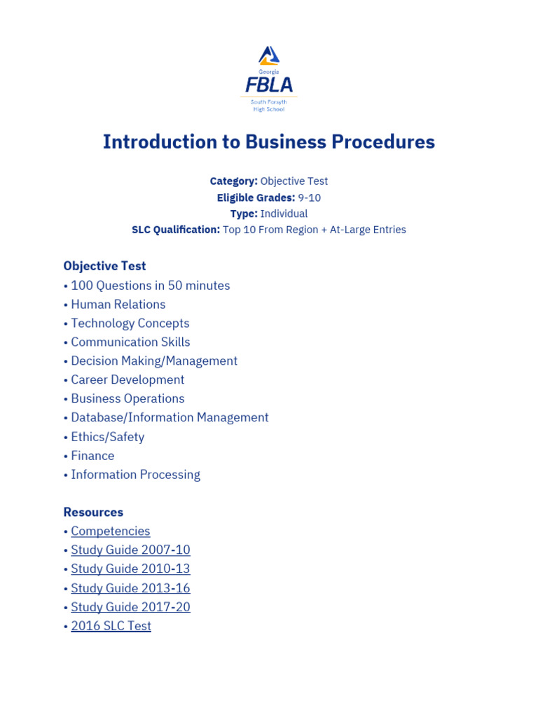 Business Procedures Study Guide | PDF