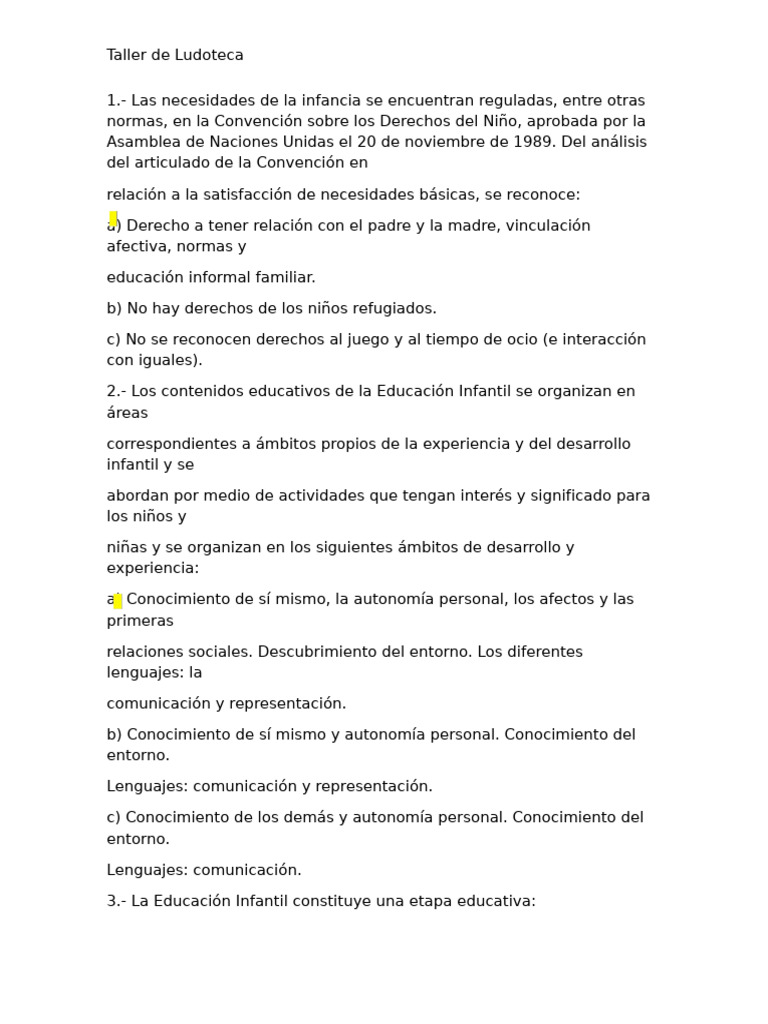 Taller de Ludoteca | PDF | Aprendizaje | Educación de la primera infancia