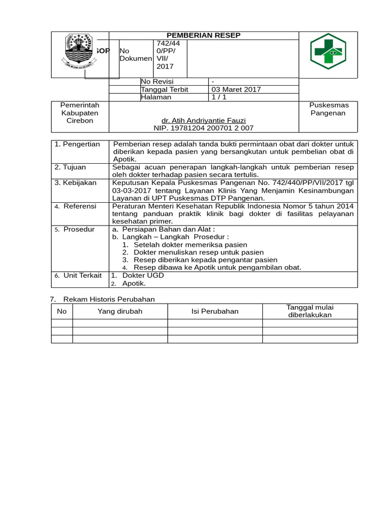 SOP PEMBERIAN RESEP | PDF