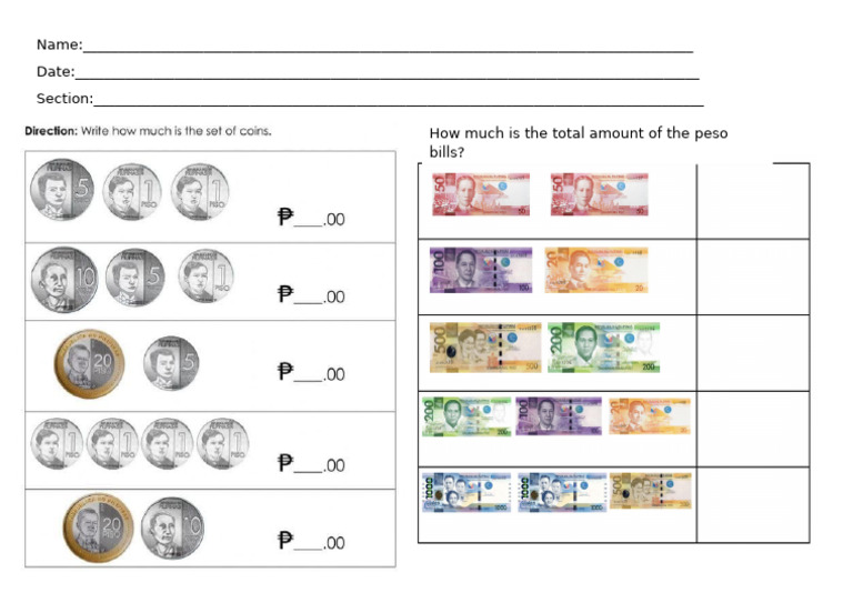 Total Peso Bills Calculation Guide | PDF
