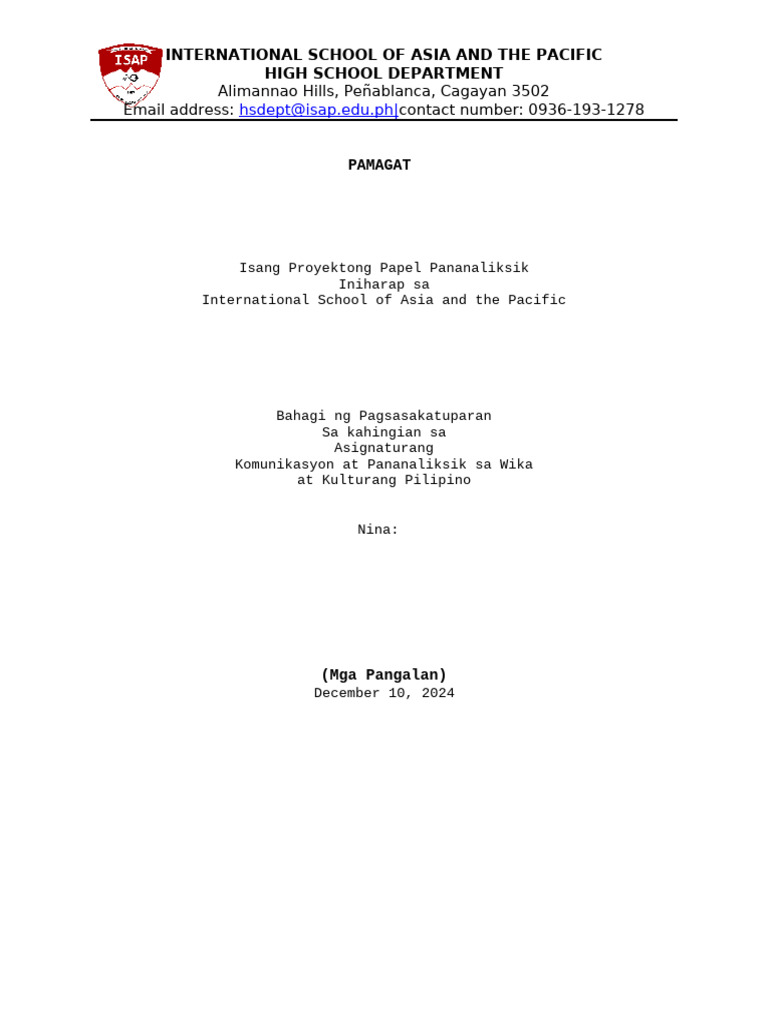 Research Project at ISAP High School | PDF