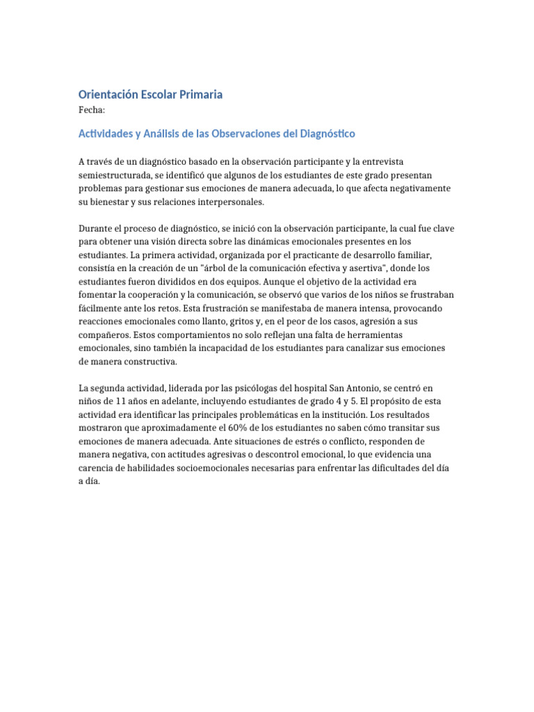Diagnostico Orientacion Escolar | PDF