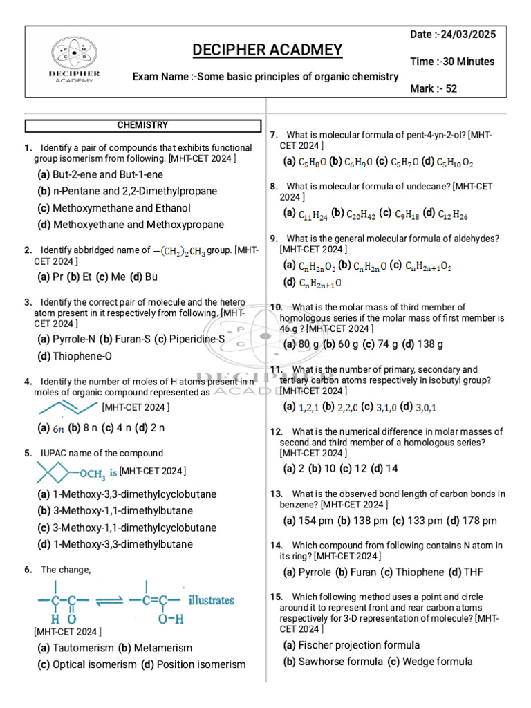 Some Basic Principles of Organic Chemistry | PDF | Functional Group ...
