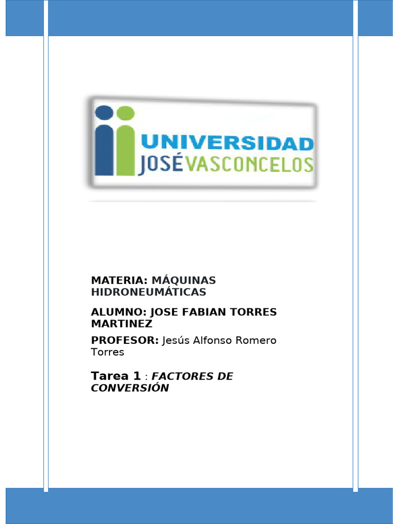 Factores de Conversion Tarea 1 | PDF