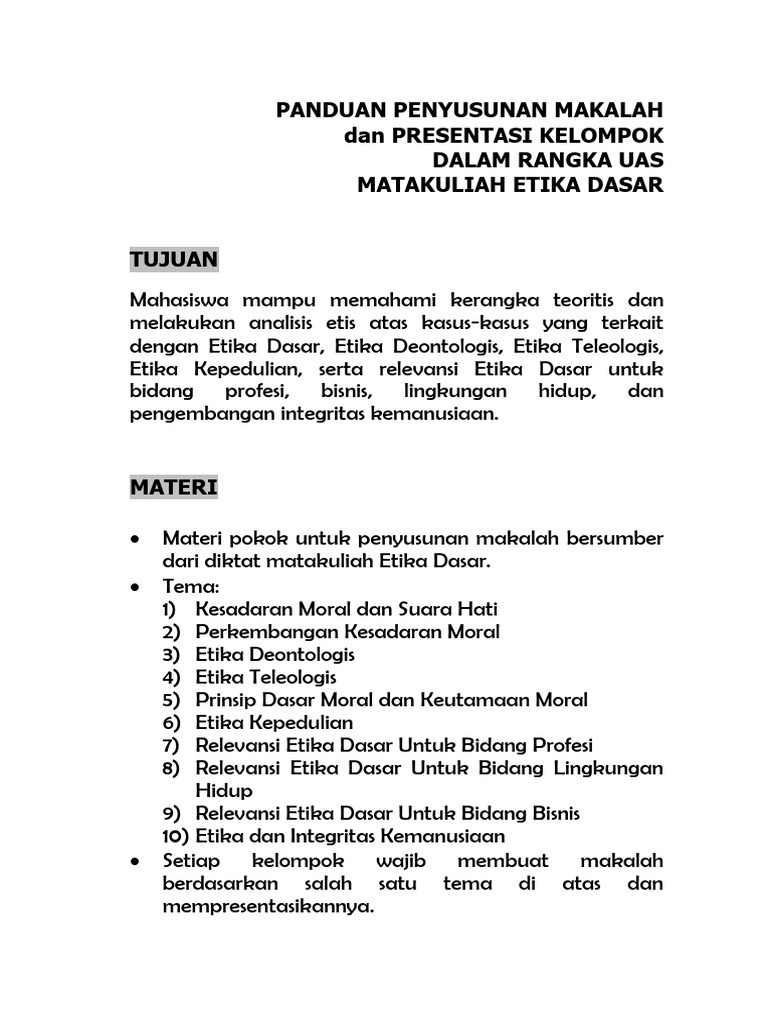 02 - Panduan Tugas Makalah, Presentasi, Dan Tanggapan Dalam Rangka UAS | PDF