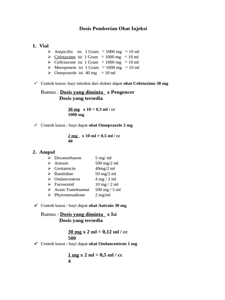 Rumus Dosis Obat Injeksi Anak | PDF