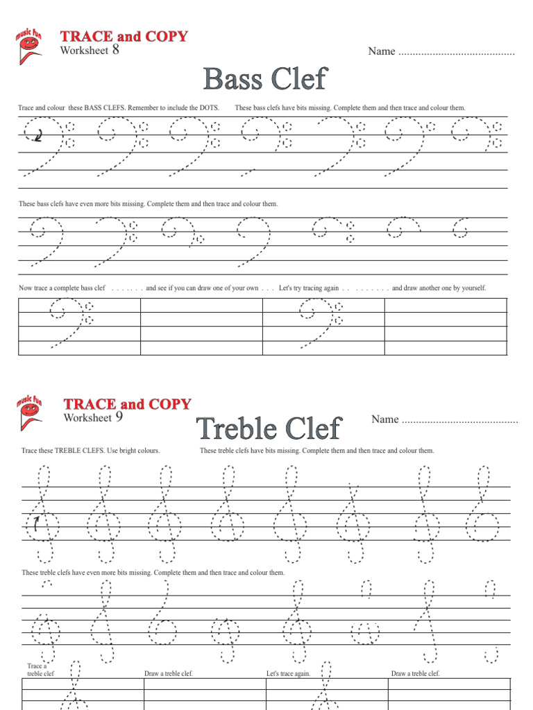 Trace and Copy - Bass and Treble Clef | PDF