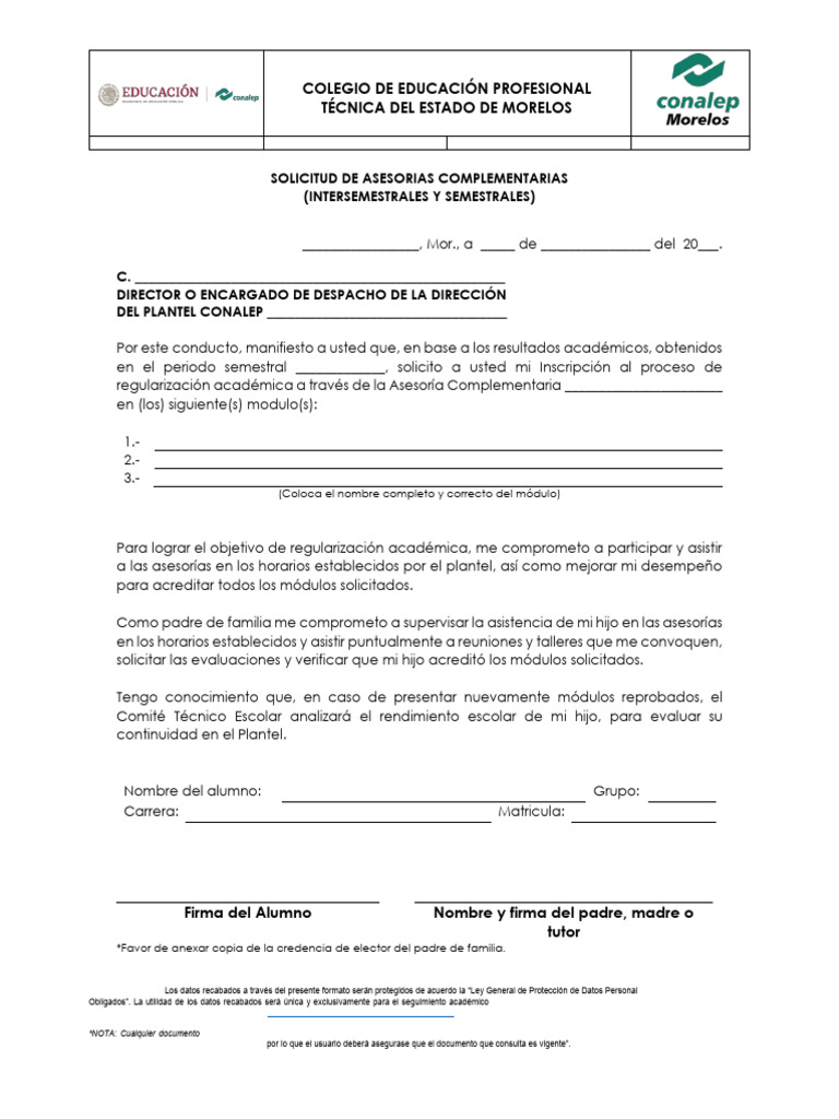 Solicitud de Asesorias Complementarias | PDF