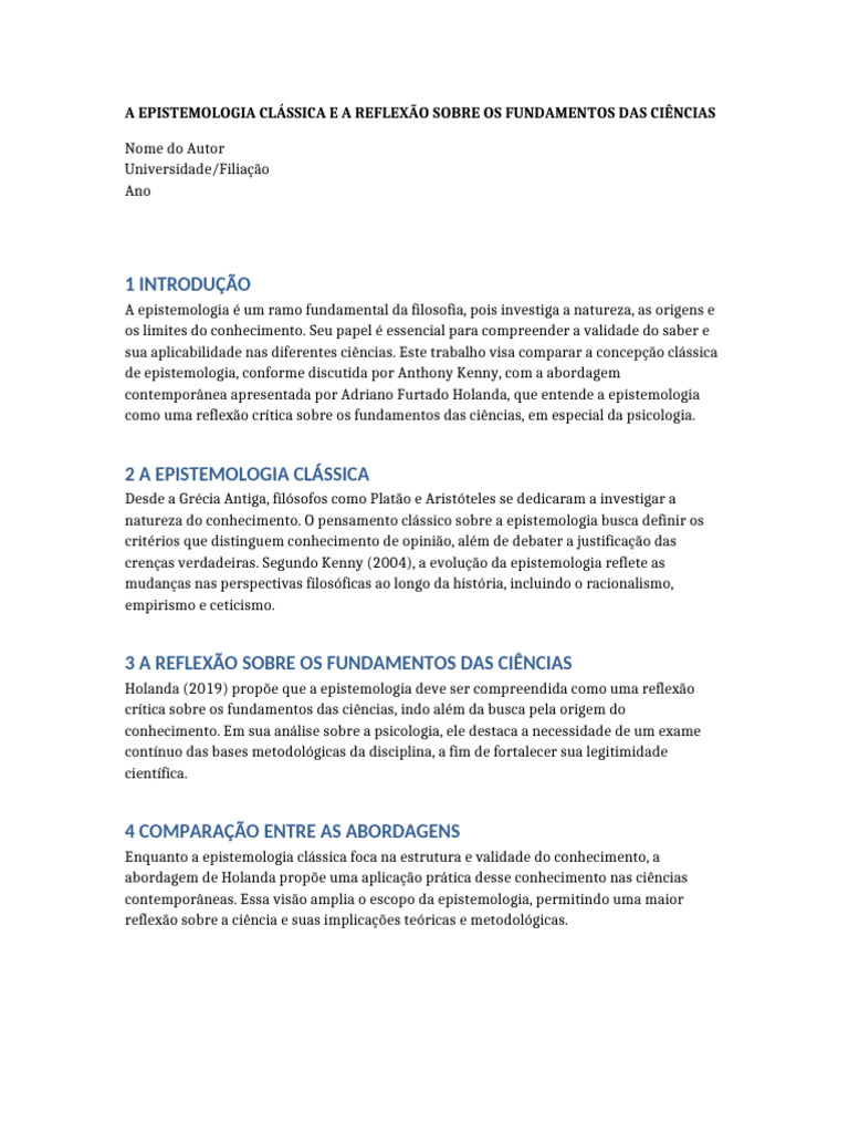 Epistemologia Clássica vs. Contemporânea | PDF | Conhecimento | Science