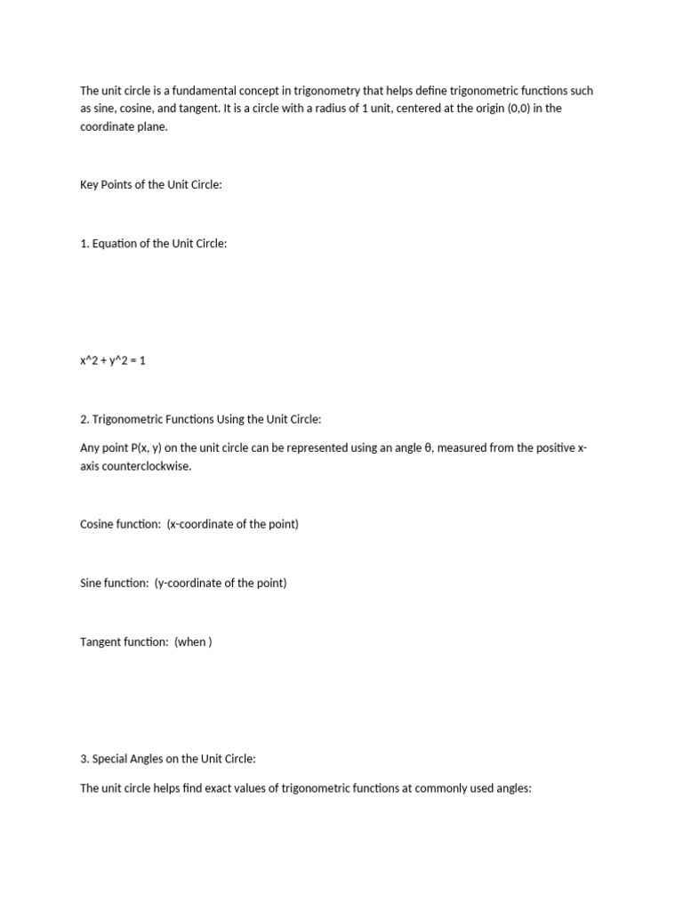 Understanding the Unit Circle in Trigonometry | PDF