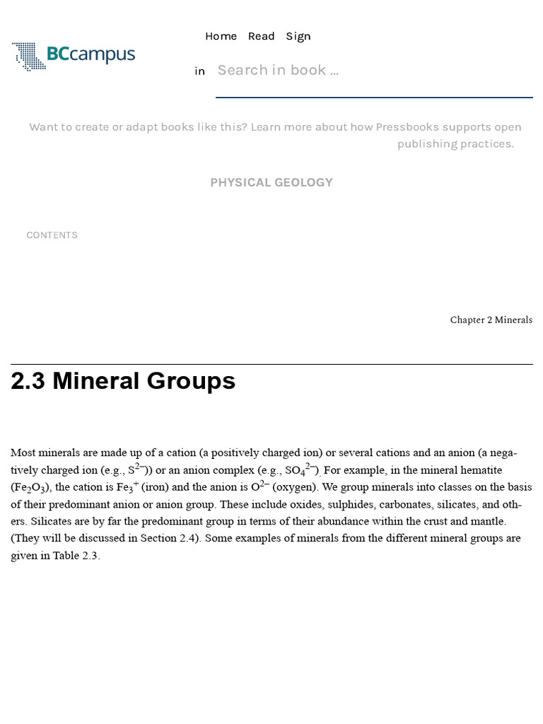 2.3 Mineral Groups - Physical Geology | PDF | Minerals | Hydroxide