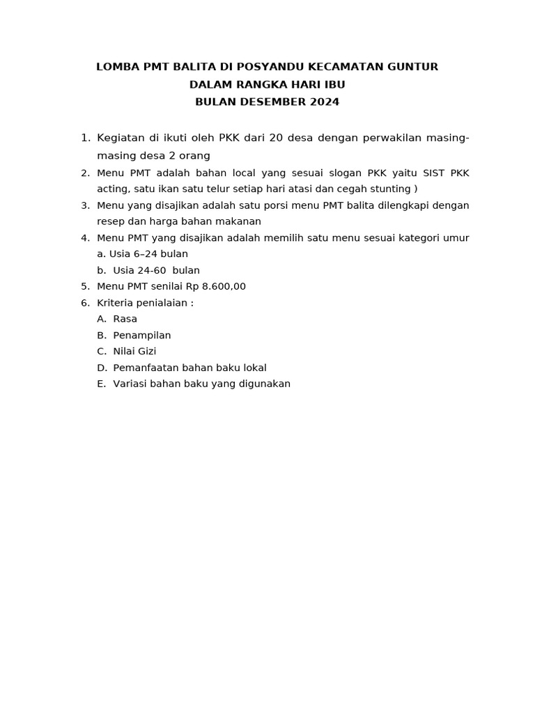Lomba PMT Balita 1 | PDF