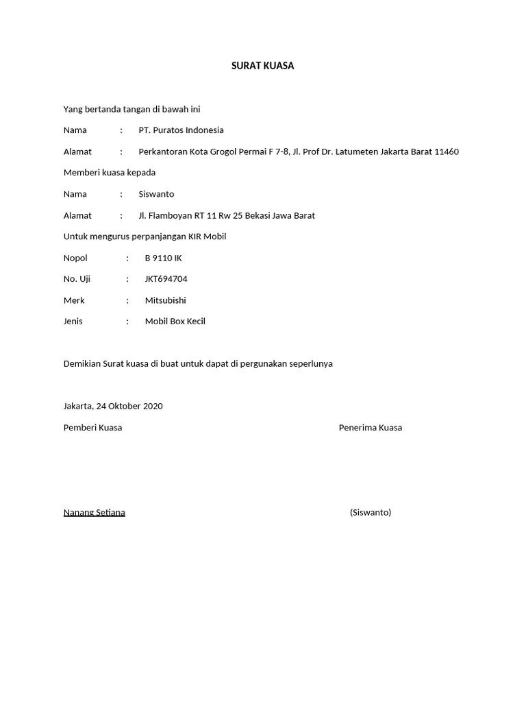 Surat Kuasa Kir | PDF