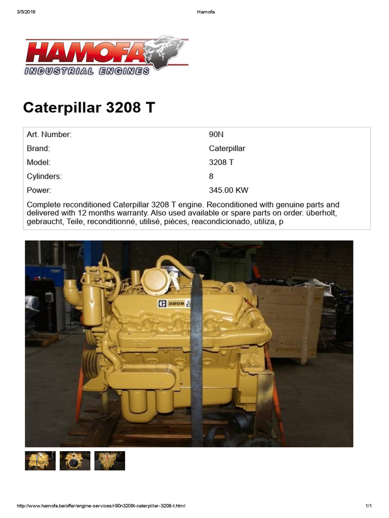 Reconditioned Caterpillar 3208 T Engine | PDF