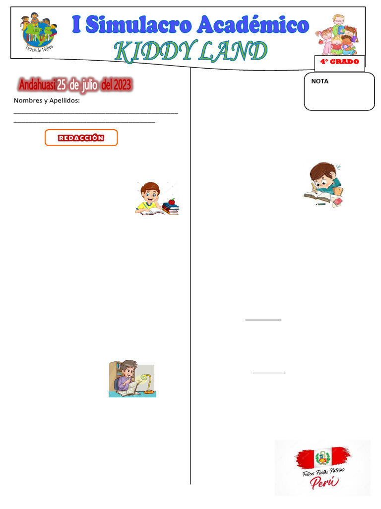 SIMULACRO REDACCION - PERSONAL 4to GRADO - JULIO - Corregido | PDF | Fonética | Voz humana