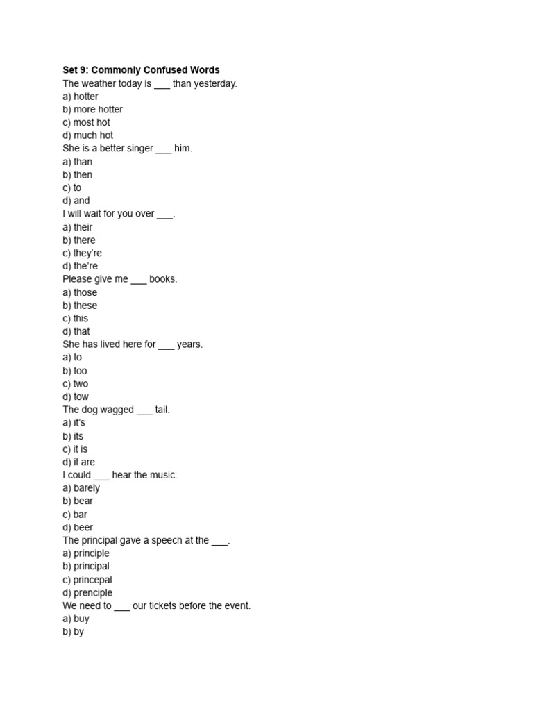 Set 9 - Commonly Confused Words | PDF