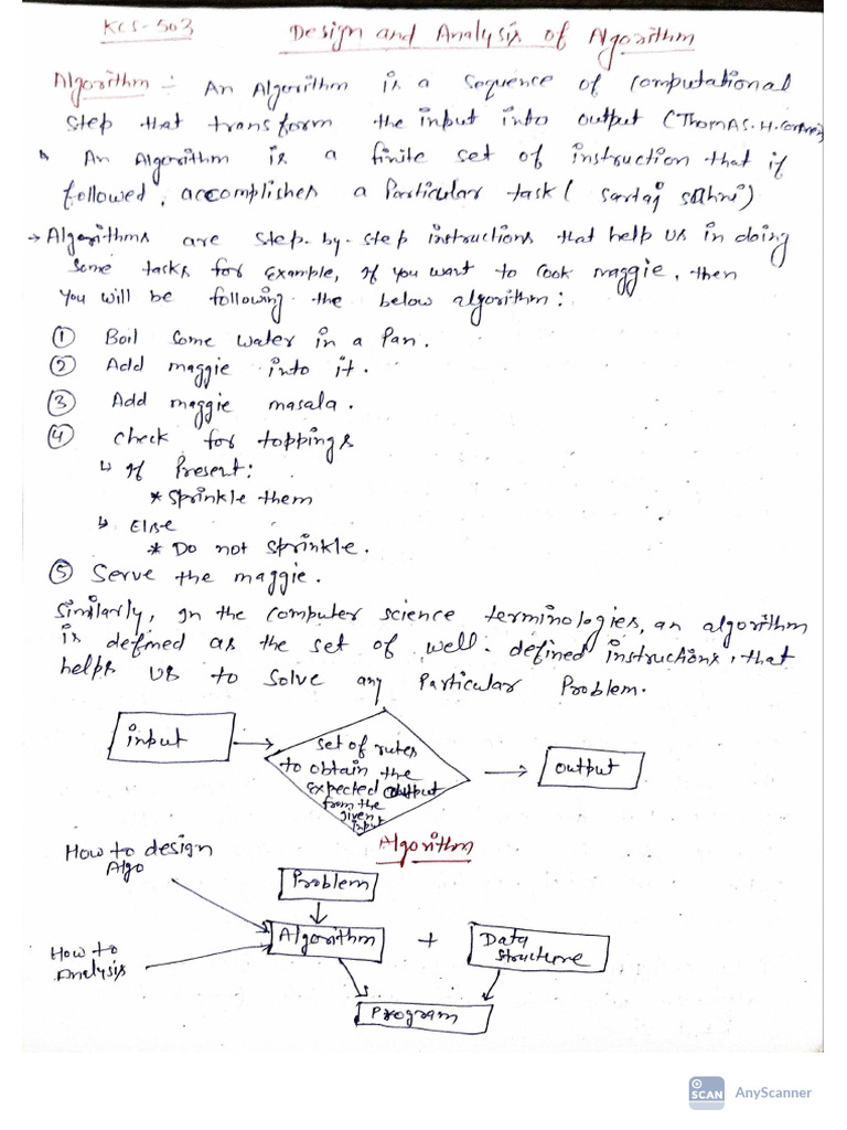 BCS - 503 Design and Analysis of Algorithm Notes | PDF