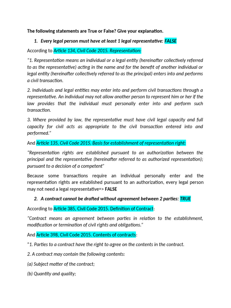 True or False: Legal Representation Basics | PDF