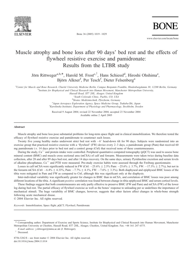Muscle Atrophy and Bone Loss After 90 Days Bed Rest and The Effects of ...