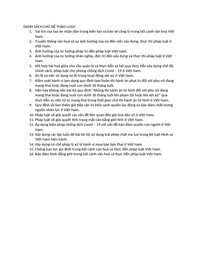 Chu de Thao Luan NMLH-2022 | PDF