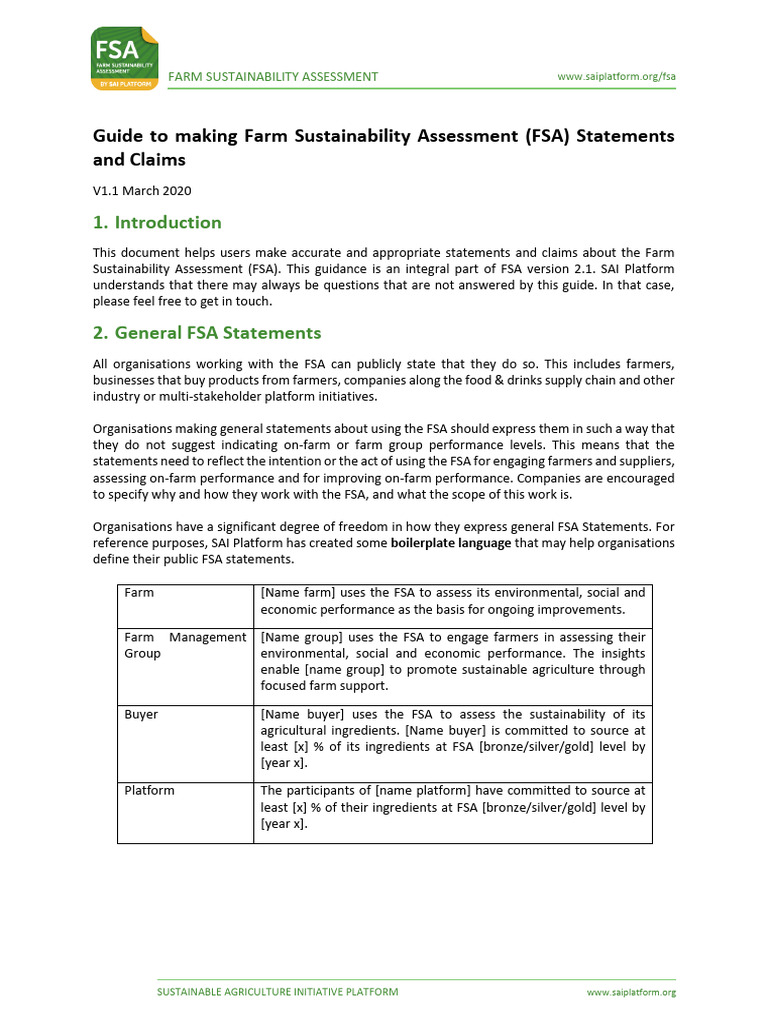 Fsa Statement and Claims Guidance Mar2020 | PDF | Supply Chain ...