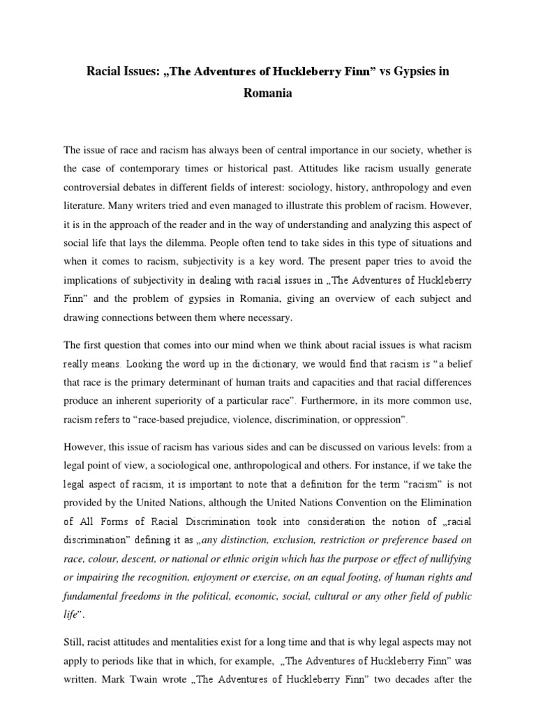 Racial Issues Huck Finn | PDF | Huckleberry Finn | Racism