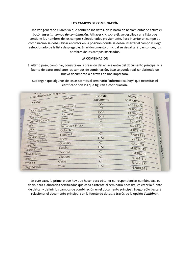 Los Campos de Combinación | PDF