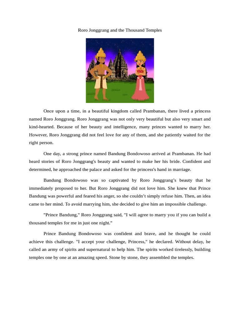 The Story of Roro Jongrang | PDF