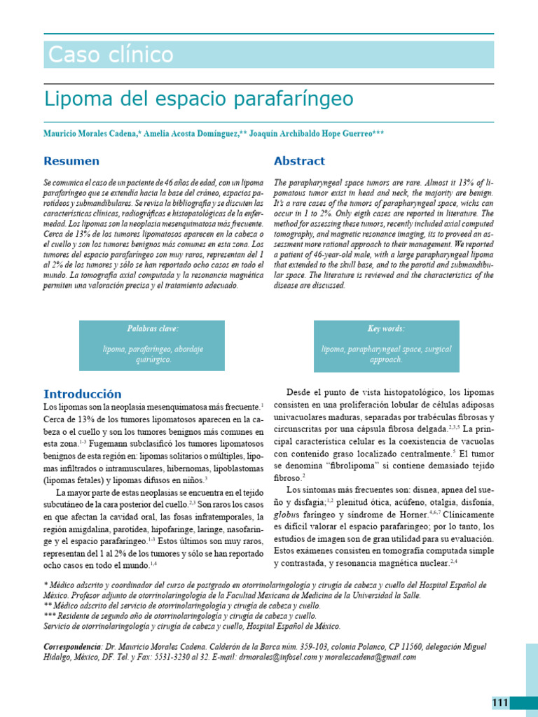 Parapharyngeal_space_lipoma | PDF | Neoplasias | Ct Scan