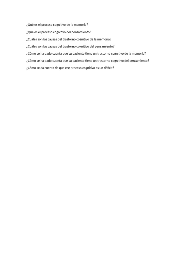 Proceso Cognitivo Memoria Y Pensamiento Pdf