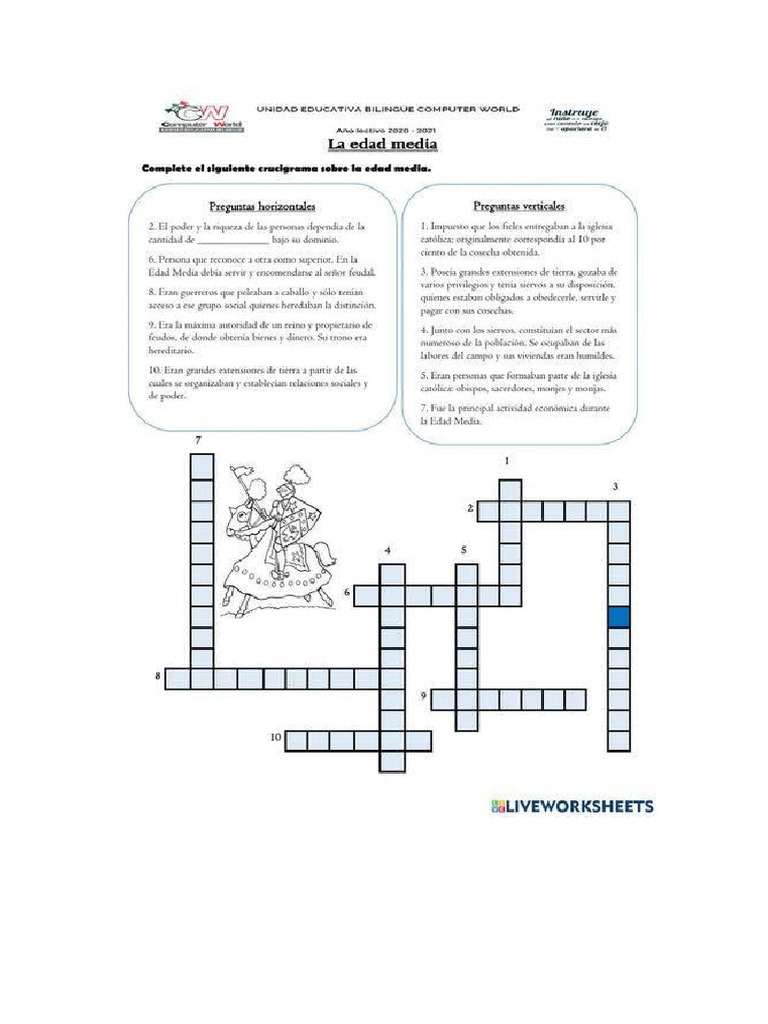 Edad Media Crucigrama Interactivo | PDF