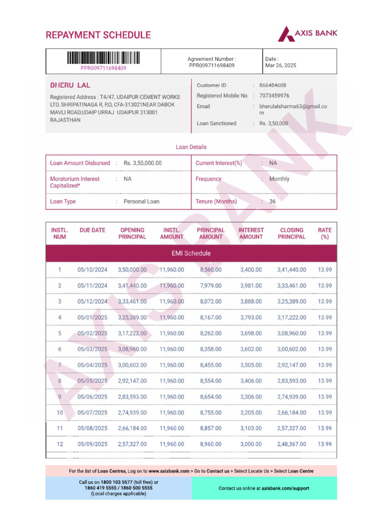 Axis Repayment | PDF
