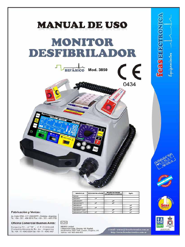 Manual de Uso Desfibrilador 3850B | PDF
