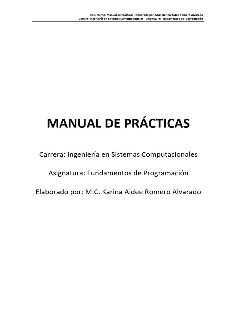 Manual de Prácticas - FDP - IsC - Con Ejemplos | PDF | Algoritmos | Programación
