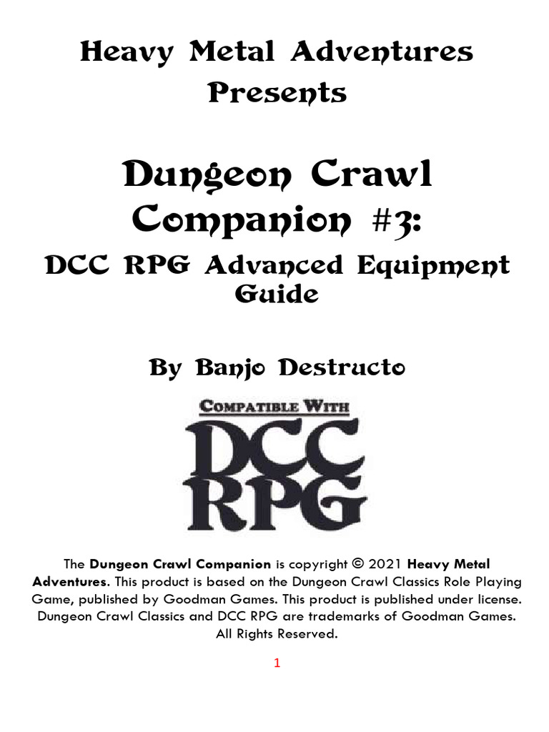 Dungeon Crawl Companion #3 Advanced Equipment Options (DCC) | PDF