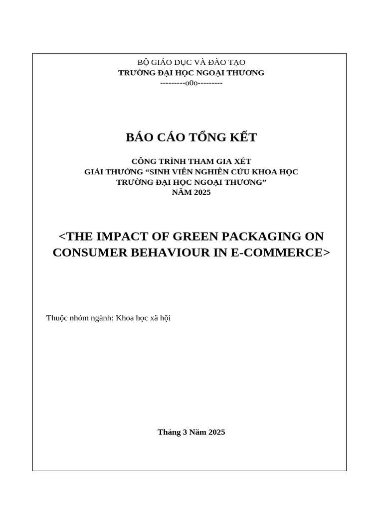 The Impact of Green Packaging On Consumer Behaviour in E Commerce | PDF ...