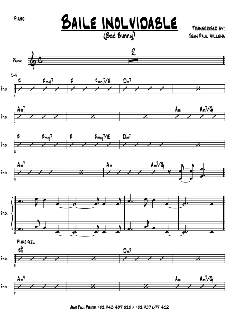 Bad Bunny - Baile Inolvidable-1 | PDF | Percussion Instruments ...