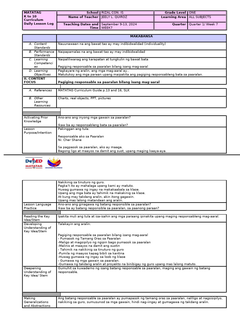 Q1 Week7 Makabansa Day1 | PDF