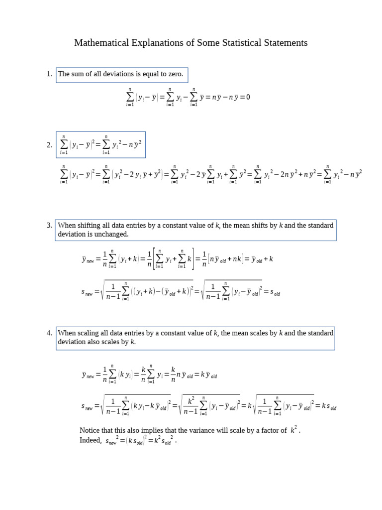 Statistical Principles and Formulas Explained | PDF | Standard ...