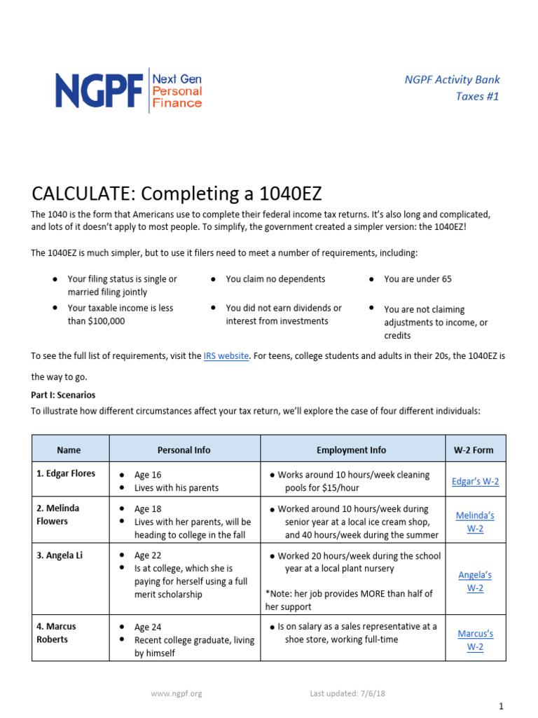 taxes-completing-a-1040ez-ngpf.pdf 2 | PDF | Taxation | Government Finances
