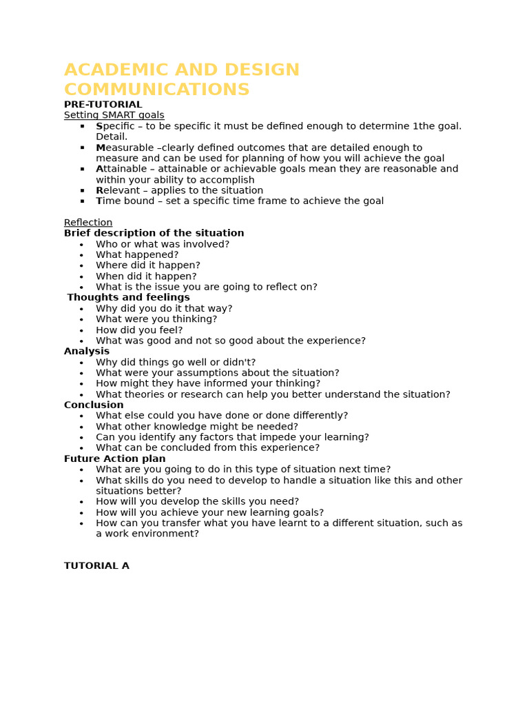 Setting SMART Goals for Reflection | PDF