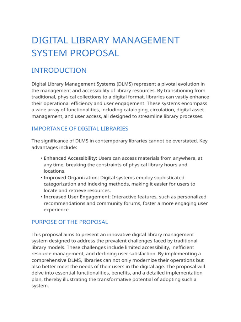 Digital Library Management System Proposal | PDF | Libraries | Usability