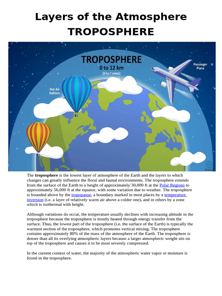 Layers of The Atmosphere | PDF | Troposphere | Atmosphere Of Earth