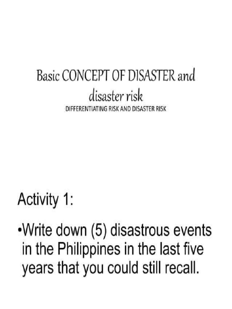 MODULE 1 Basic Concept of Disaster and Disaster Risk | PDF